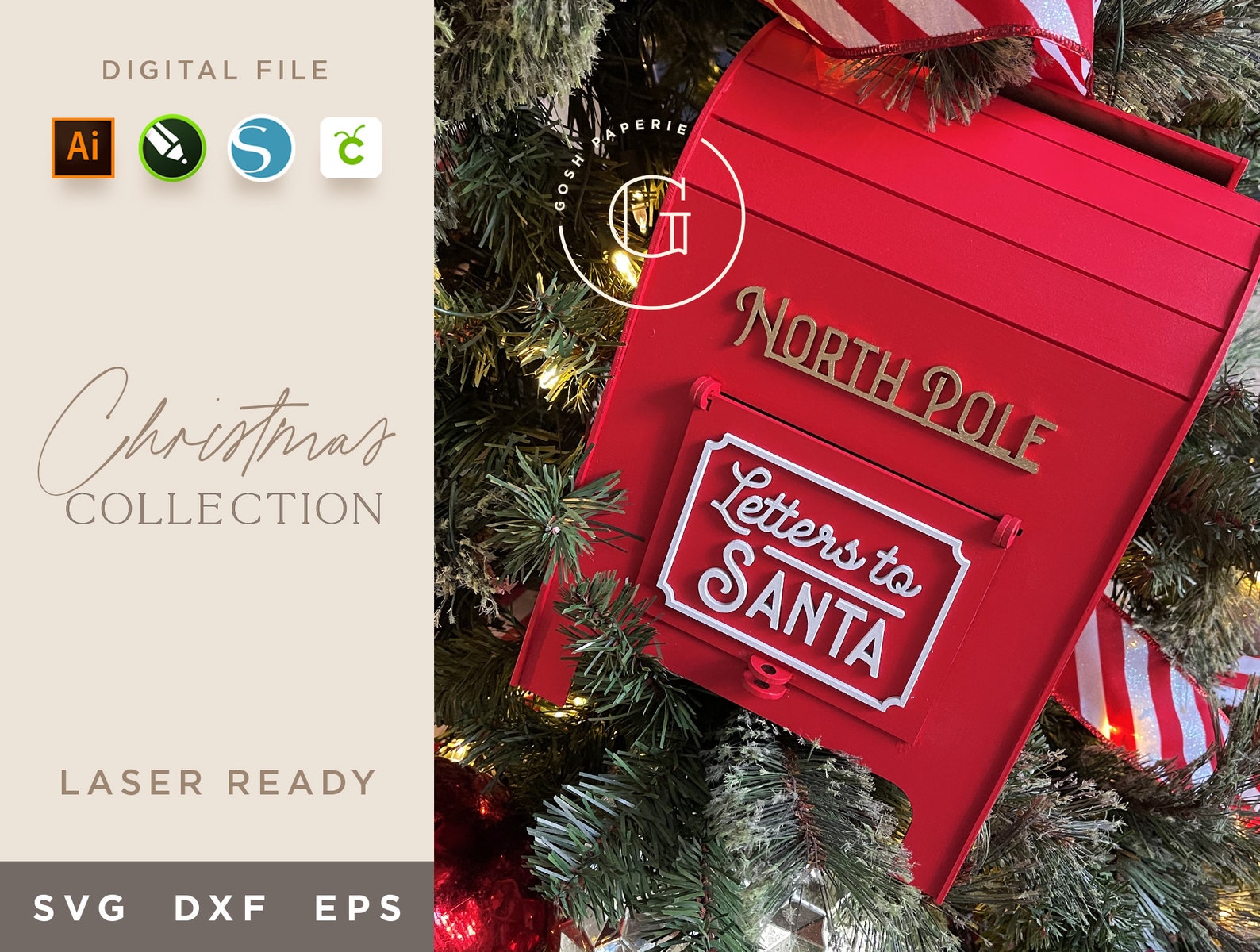 Letters to Santa Mailbox SVG, Cut File, Santas Mailbox, Christmas Decor ...