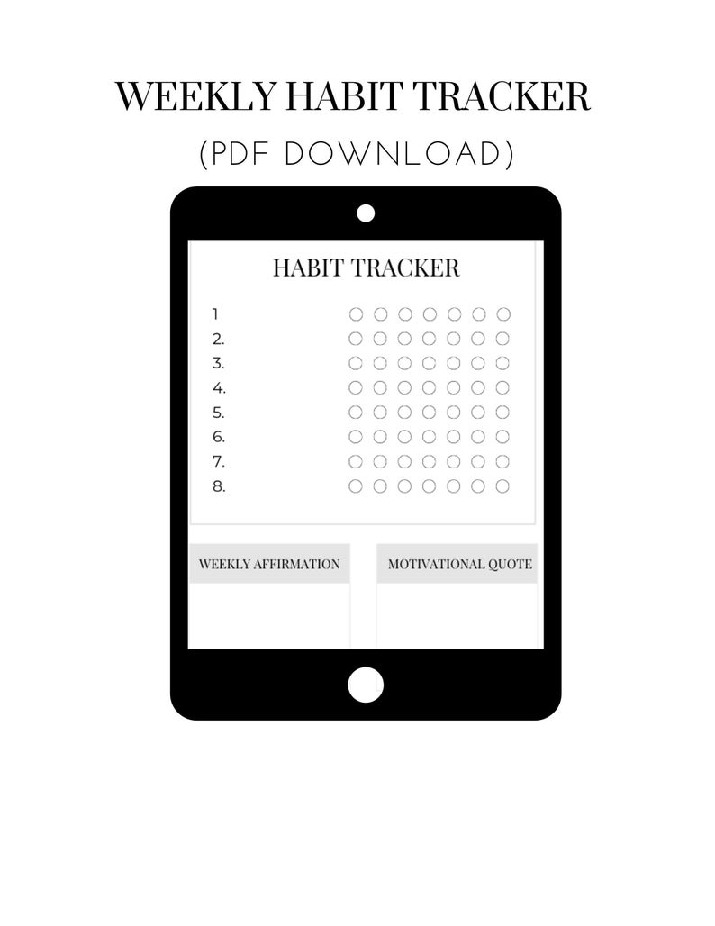 Weekly Habit Tracker, Digital Download, Pdf, Printable Template ...