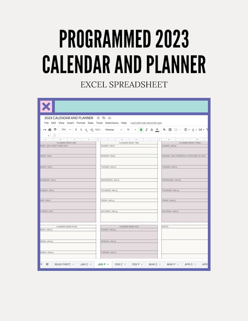 Excel Calendar and Planner for 2023 - Etsy