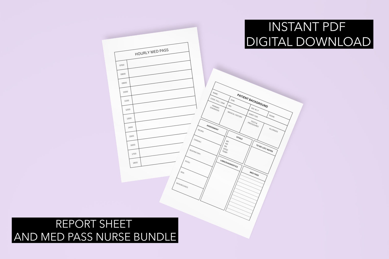 Nurse Report Sheet and Med Pass Bundle, Nurse Brain, SBAR, Medsurg, ICU ...