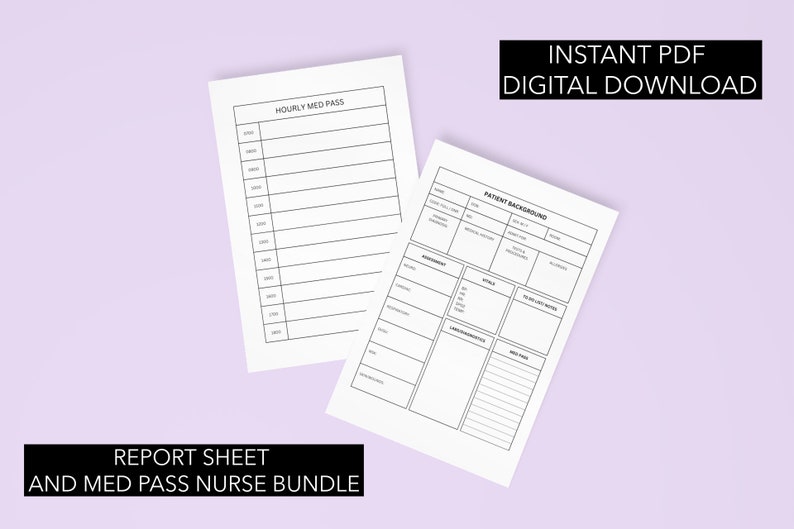 Nurse Report Sheet and Med Pass Bundle, Nurse Brain, SBAR, Medsurg, ICU ...