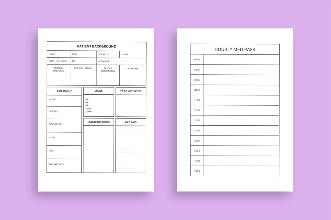 Nurse Report Sheet and Med Pass Bundle, Nurse Brain, SBAR, Medsurg, ICU ...