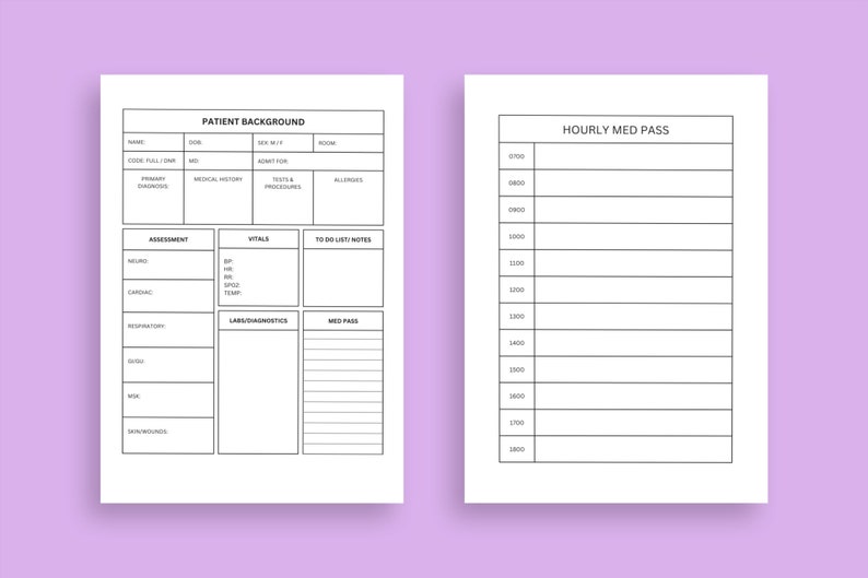 Nurse Report Sheet and Med Pass Bundle, Nurse Brain, SBAR, Medsurg, ICU, RN Nursing, New Grad ...