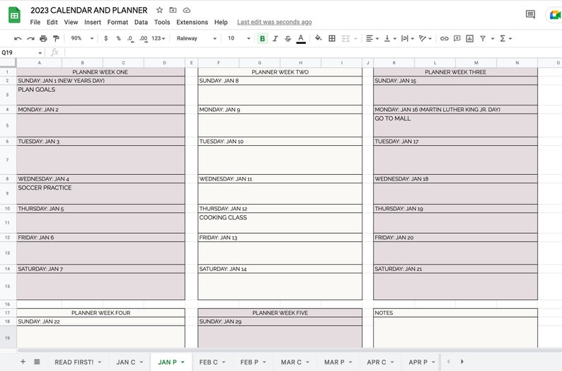 Excel Calendar and Planner for 2023 - Etsy