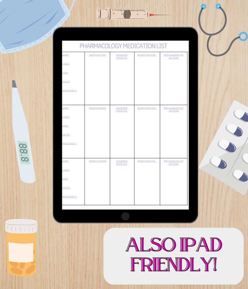 Nursing Student Pharmacology Template, Medication List for Students ...