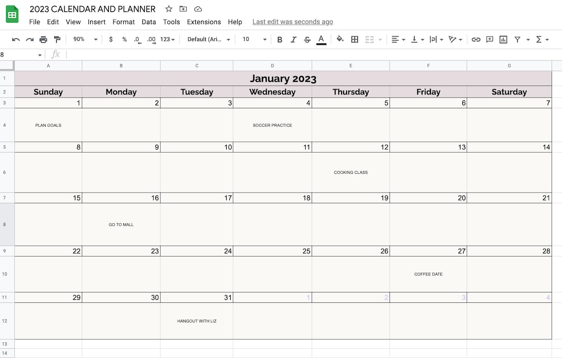 Excel Calendar and Planner for 2023 - Etsy