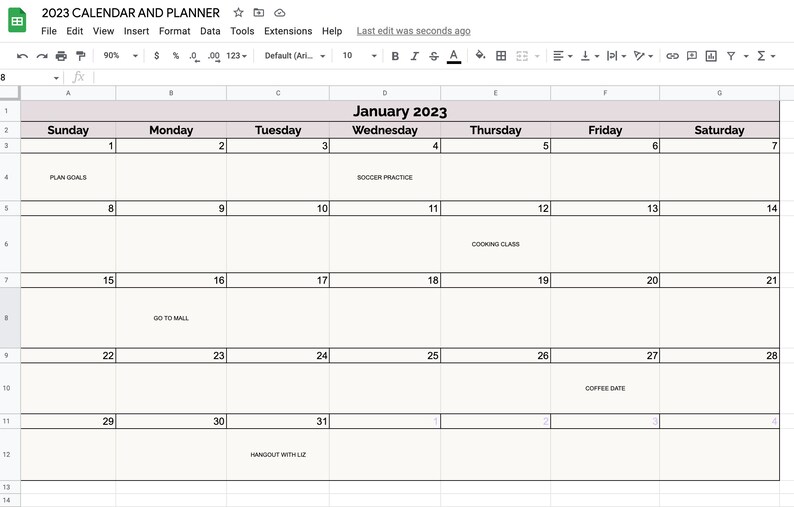 Excel Calendar and Planner for 2023 - Etsy