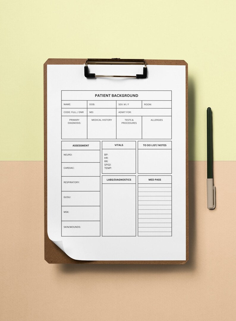 Nurse Report Sheet, Nurse Brain, SBAR, Med-surg, ICU, RN, Nursing, New ...