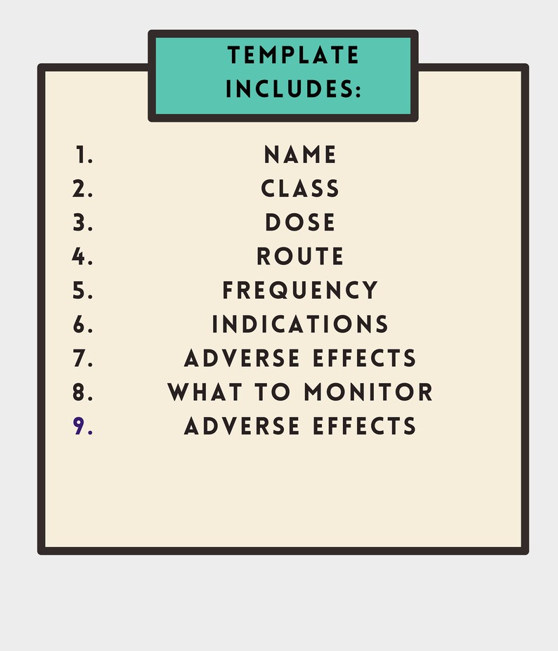 Nursing Student Pharmacology Template, Medication List for Students ...