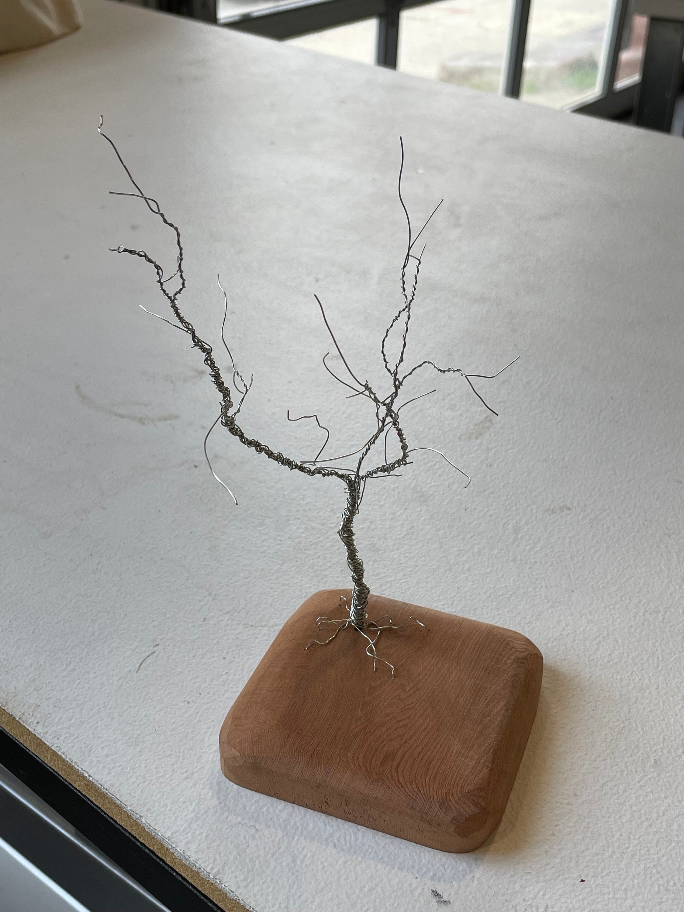 Handcrafted Wire Tree Sculpture/ring Tree on Wooden Base - Etsy