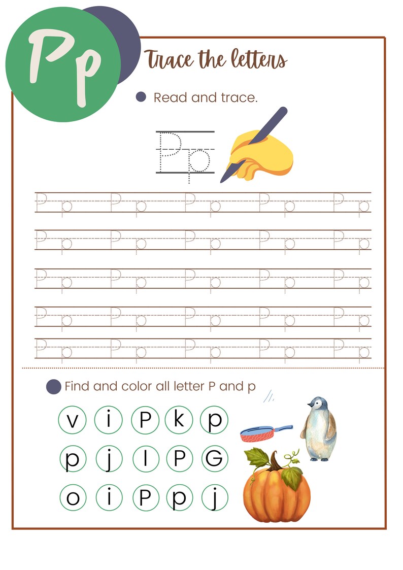 Printable Alphabet Tracing Worksheet, Preschool, Kindergarten, Kids ...