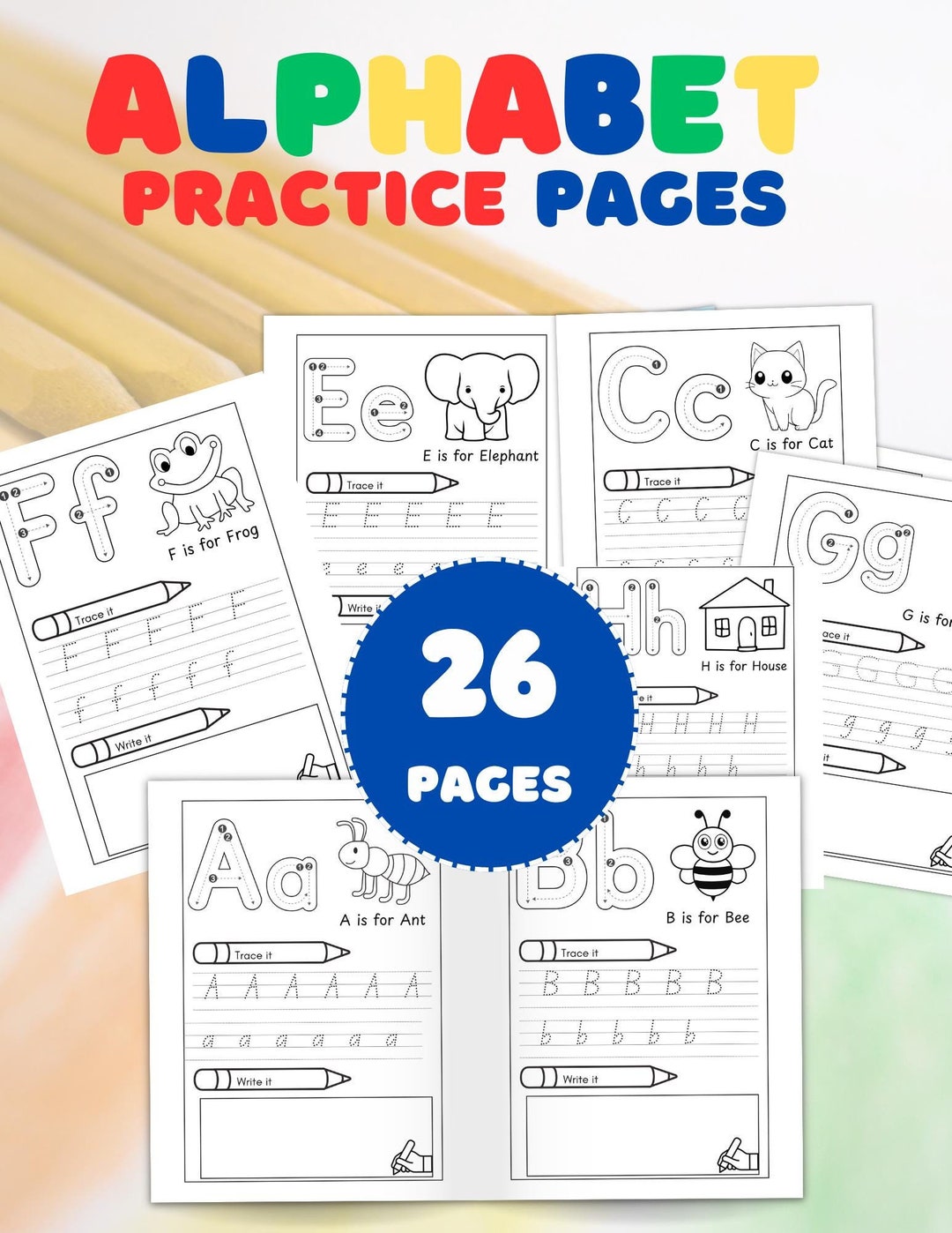 Alphabet Trace and Writing Pages Worksheets Upper and Lowercase ...