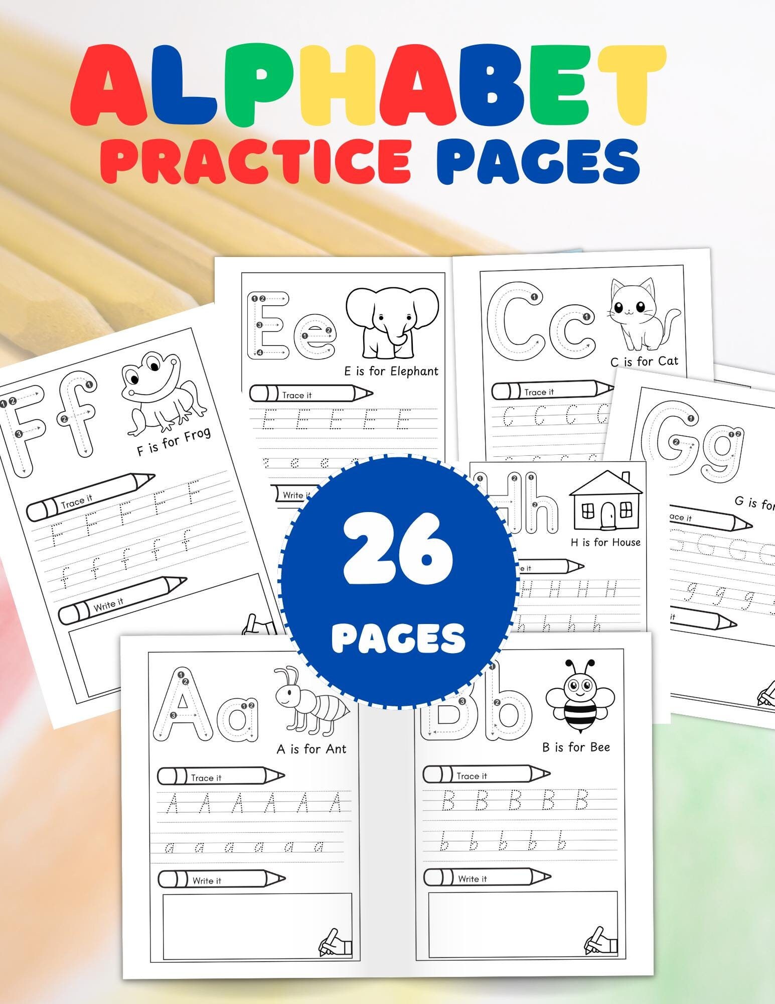 Alphabet Trace and Writing Pages Worksheets Upper and Lowercase ...