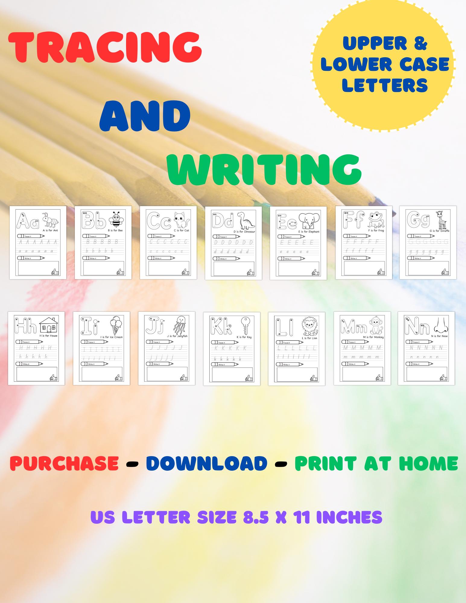Alphabet Trace and Writing Pages Worksheets Upper and Lowercase ...