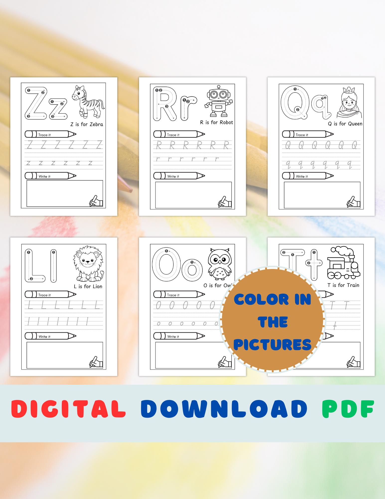 Alphabet Trace and Writing Pages Worksheets Upper and Lowercase ...