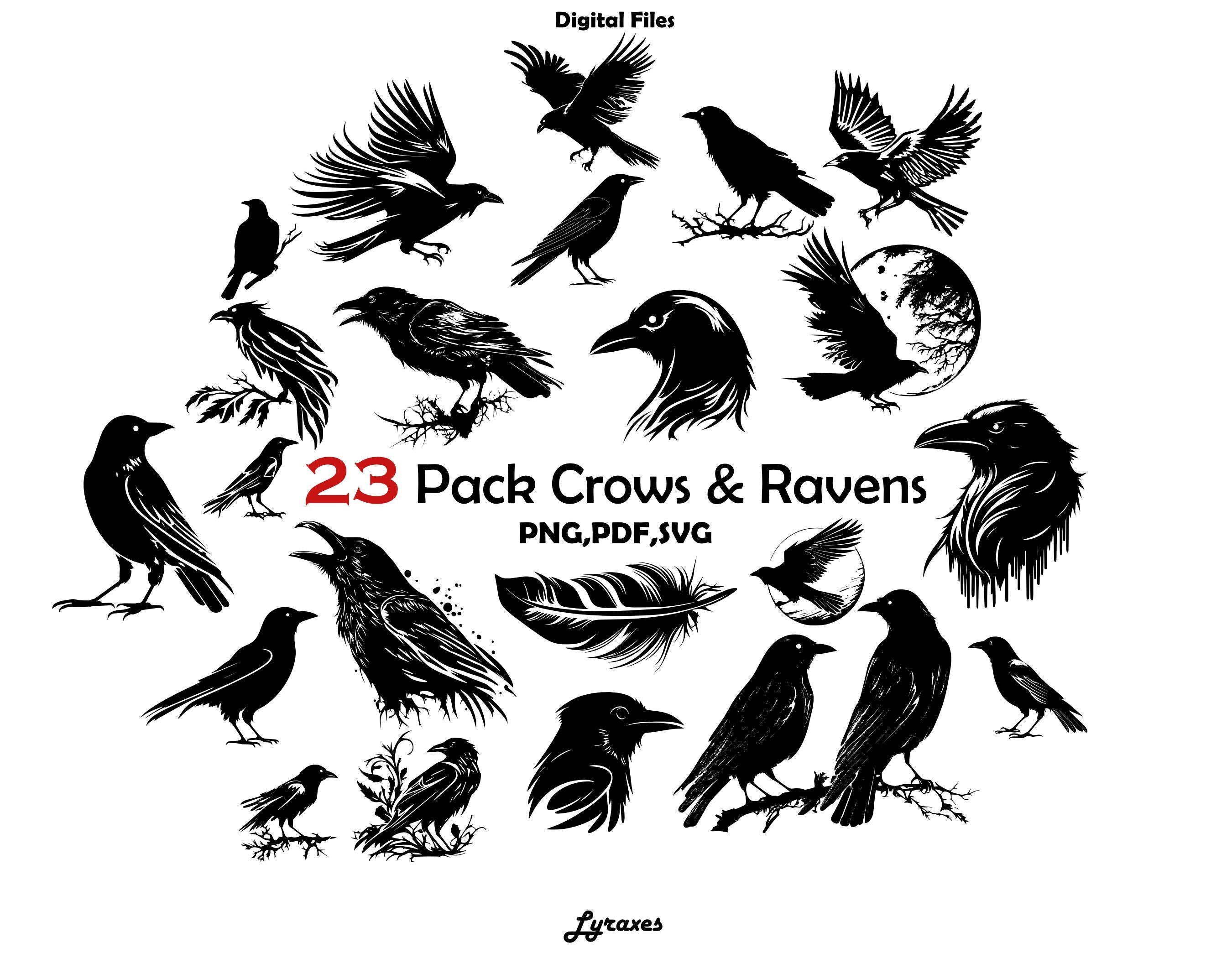 23 Piece CROW & RAVEN Pack Vector Bundle Birds Png - Etsy