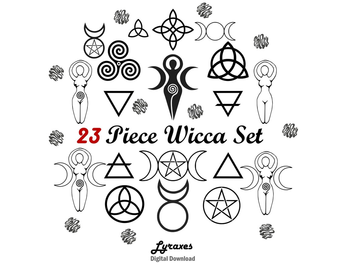 23 Piece Wiccan Witchcraft Symbols Set Vector Bundle Pagan - Etsy
