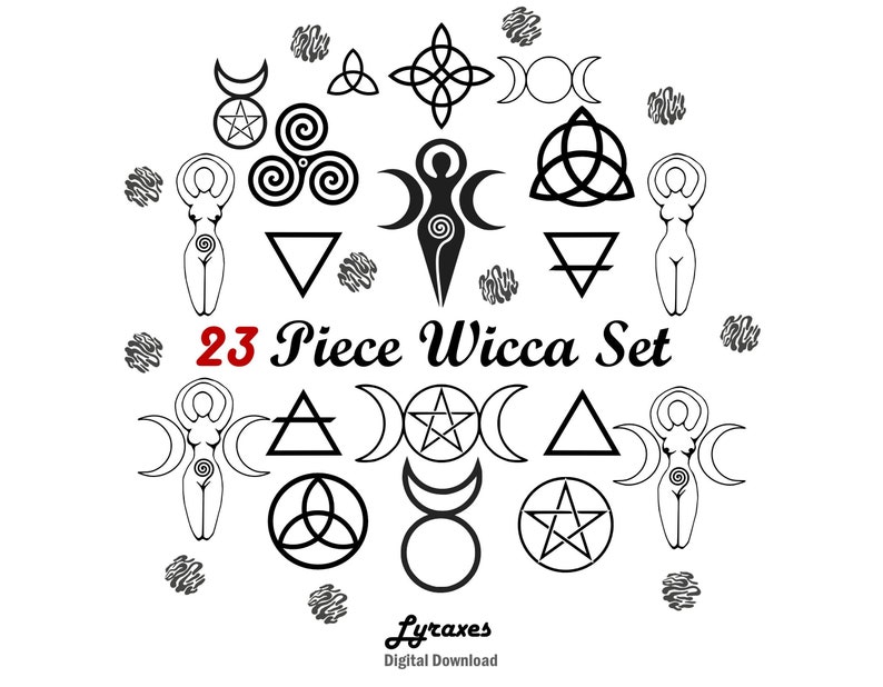 23 Piece Wiccan Witchcraft Symbols Set Vector Bundle Pagan Png ...