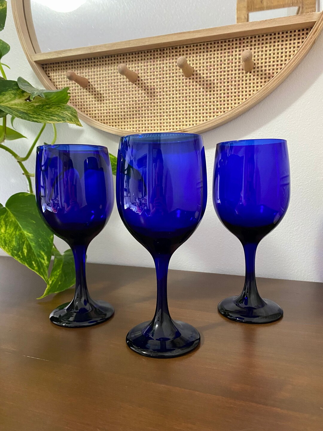 Vintage Libbey Cobalt Blue Wine Glasses, Eclectic Retro Home Decor ...
