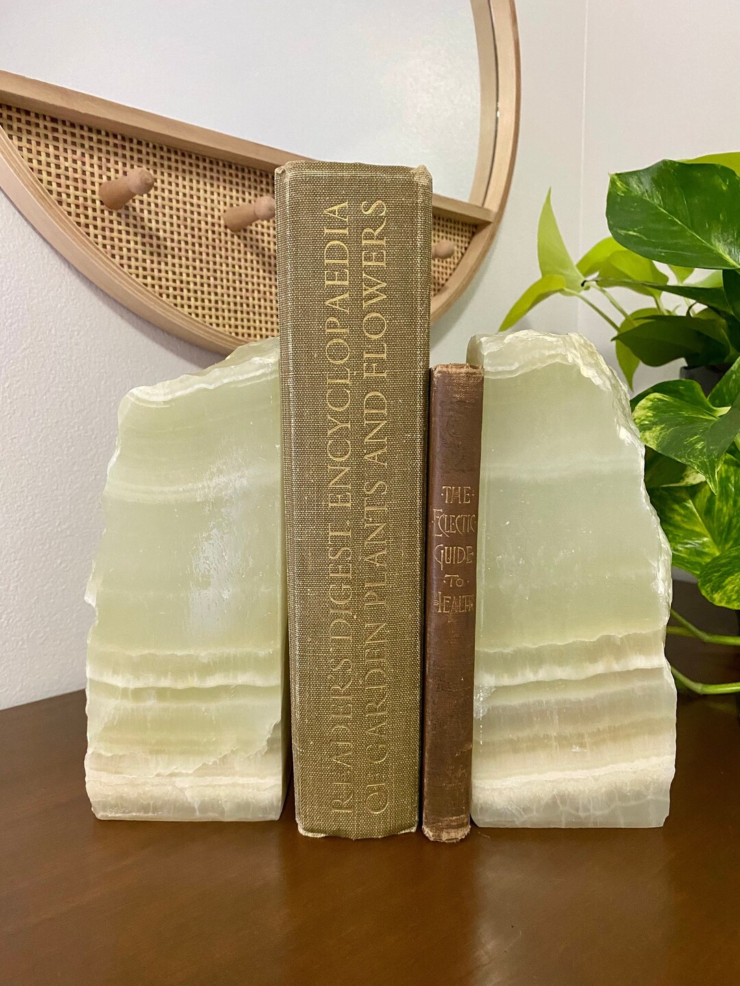 Vintage XL Natural Onyx Stone Bookends - Etsy