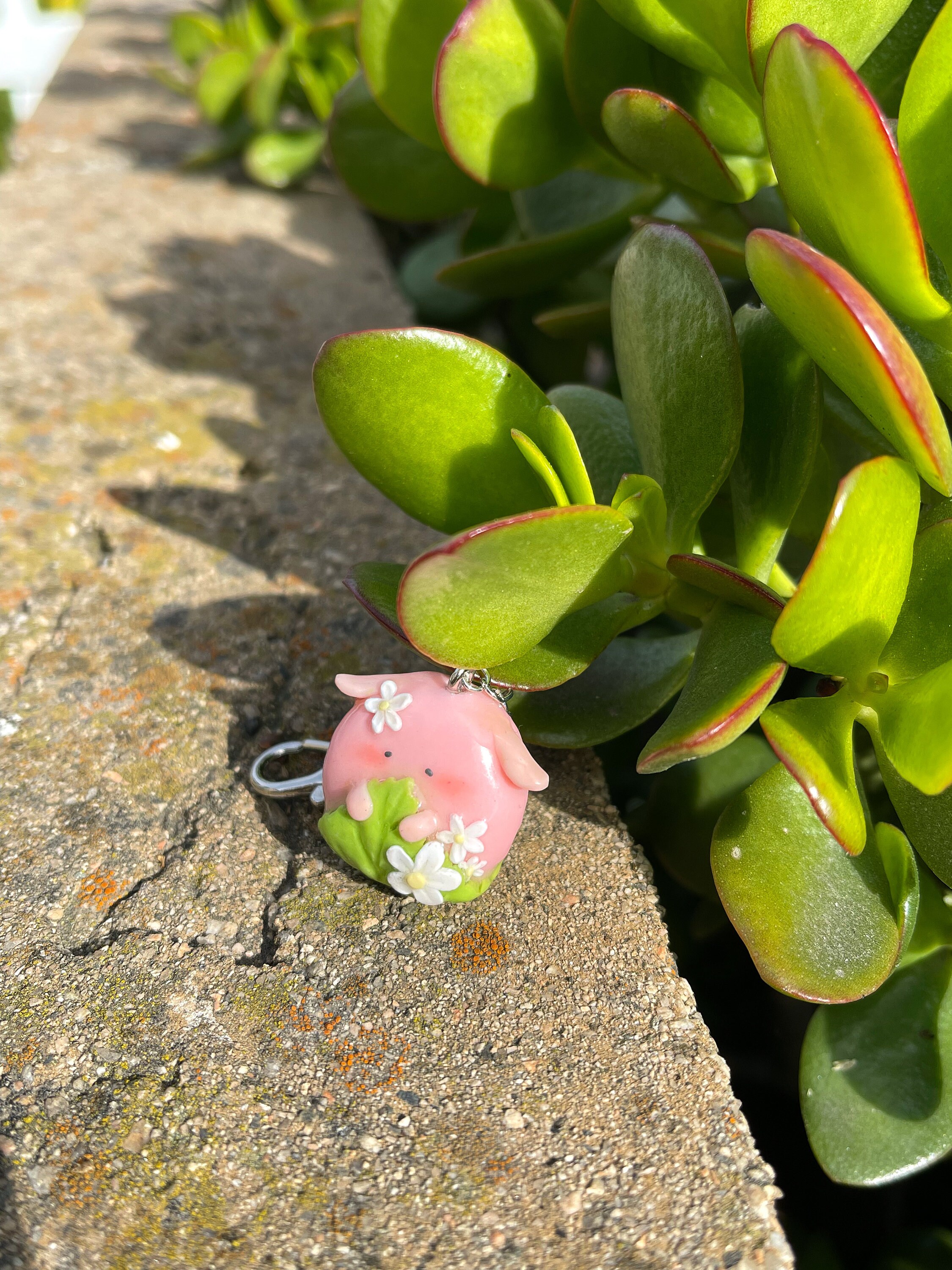 Polymer Clay Keychain Mochi Bunnies & Daisies Cute Kawaii - Etsy