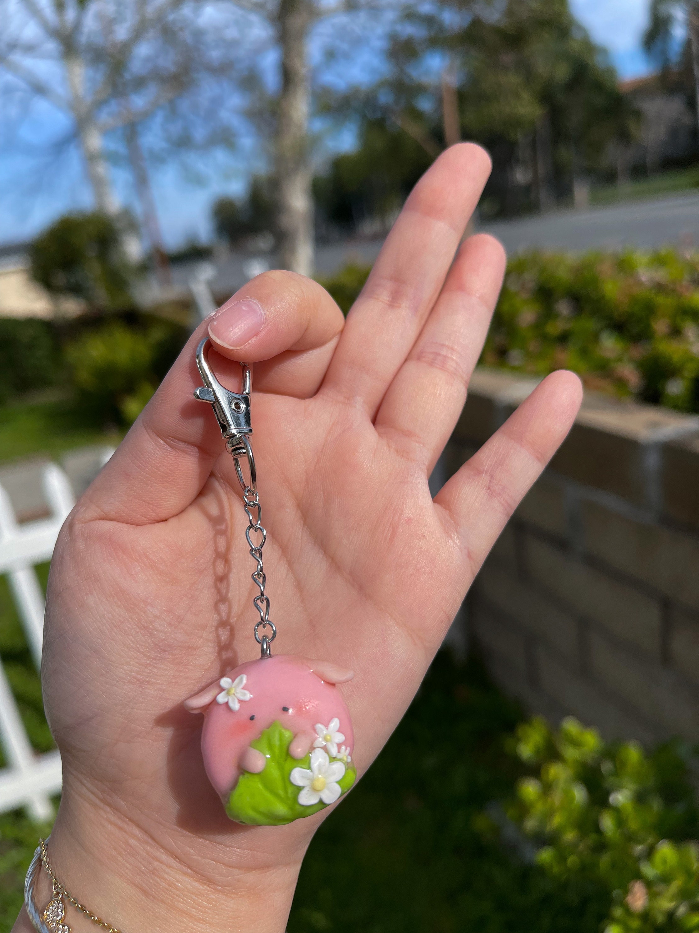 Polymer Clay Keychain Mochi Bunnies & Daisies Cute Kawaii - Etsy