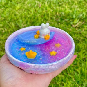 Celestial Dreams Glow Galaxy Polymer Clay Trinket Dish: Sparkle in Your ...