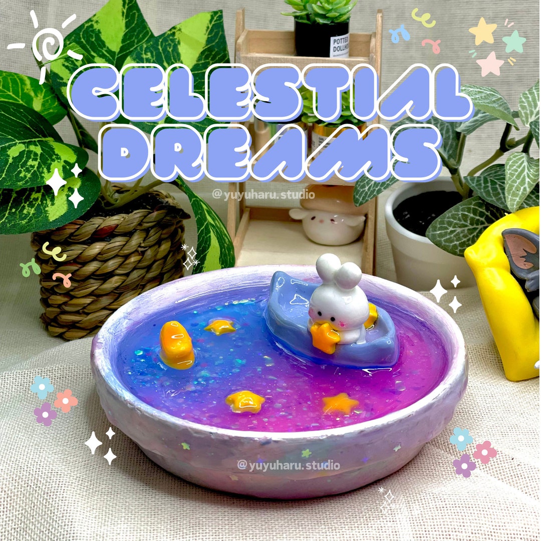 Celestial Dreams Glow Galaxy Polymer Clay Trinket Dish: Sparkle in Your ...