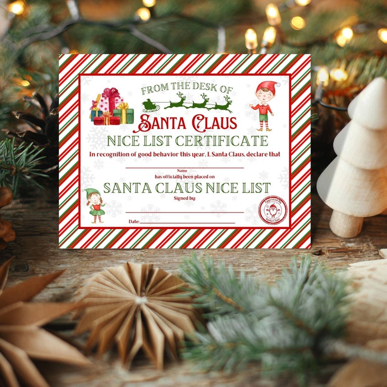 Christmas Nice List Certificate Christmas Naughty List Certificate ...
