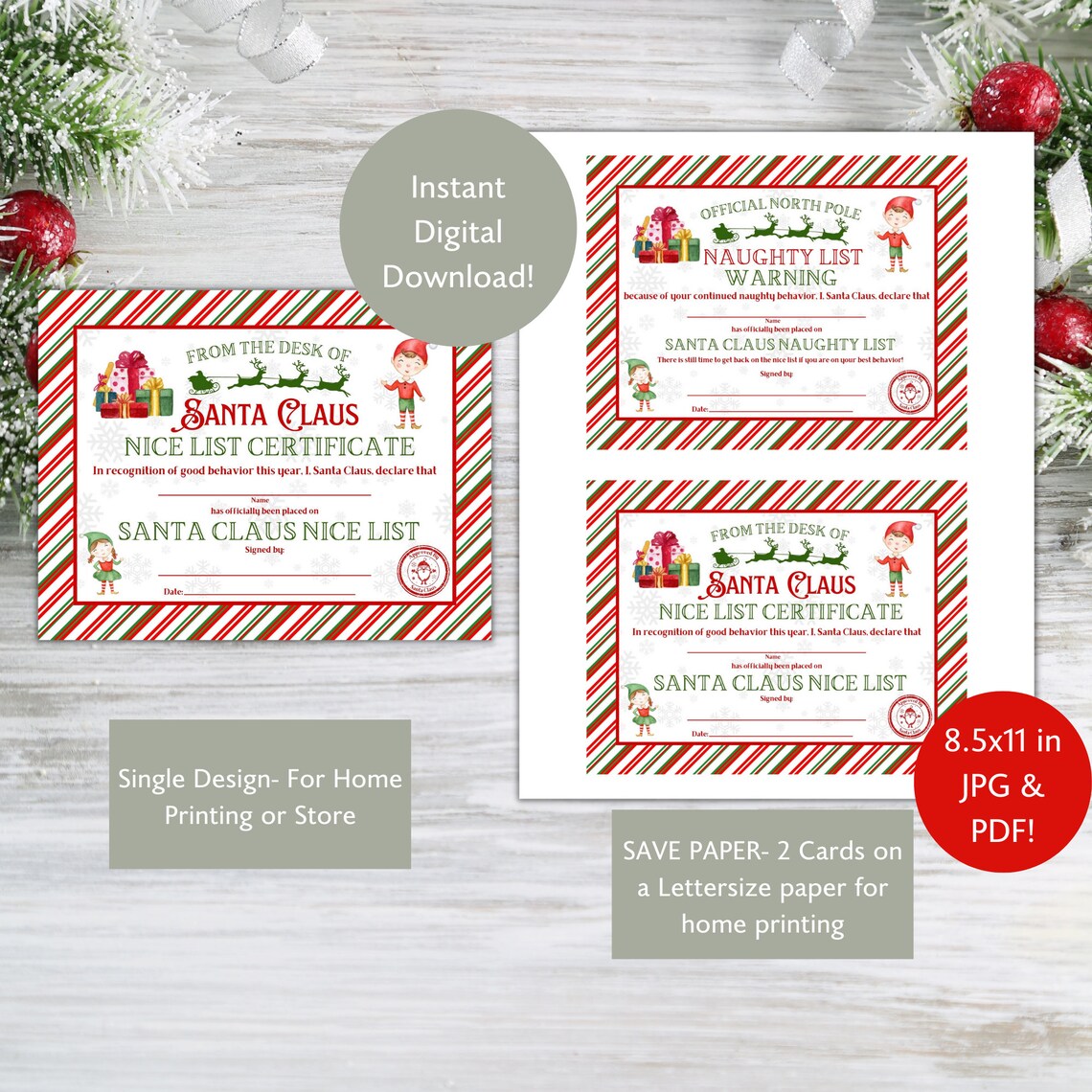 Christmas Nice List Certificate Christmas Naughty List Certificate ...