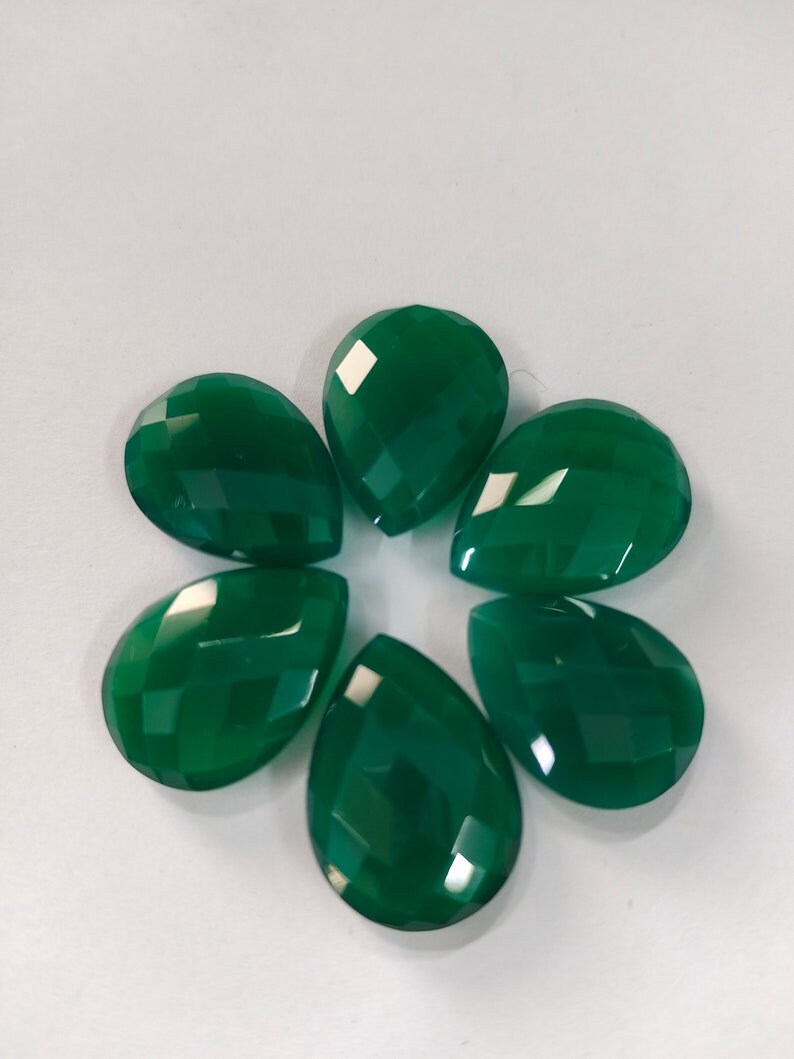 Natural Green Onyx Brolite Cut, Onyx Pear Shape Cut, Loose Stone ...