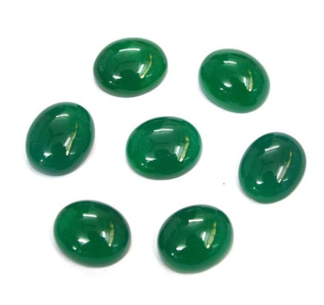 Natural Green Onyx Cabochon,10x14 Mm Oval Cab, Semi Precious Loose ...