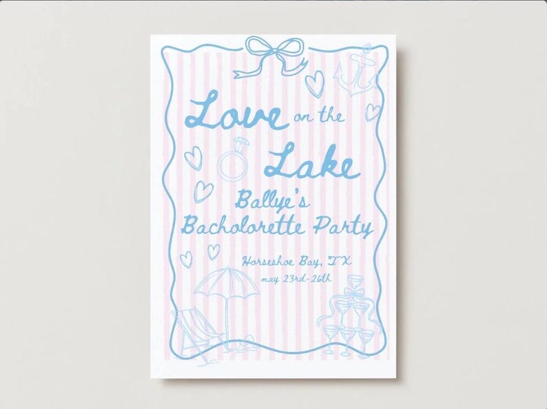 Love on the Lake Bachelorette Invitation & Itinerary | Editable Lake ...