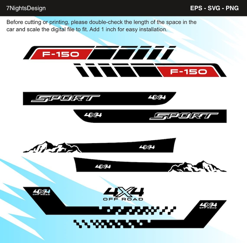 F-150 Mountains 4x4 off Road Sport Truck Decal. Stripes Stickers Body ...