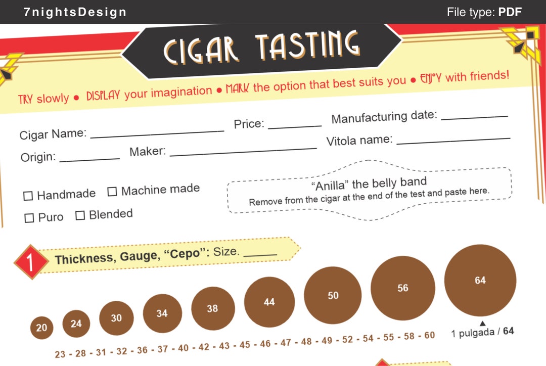 Cigar Tasting Sheet in English, Cigar Tasting Guide, Cigar Tasting How ...