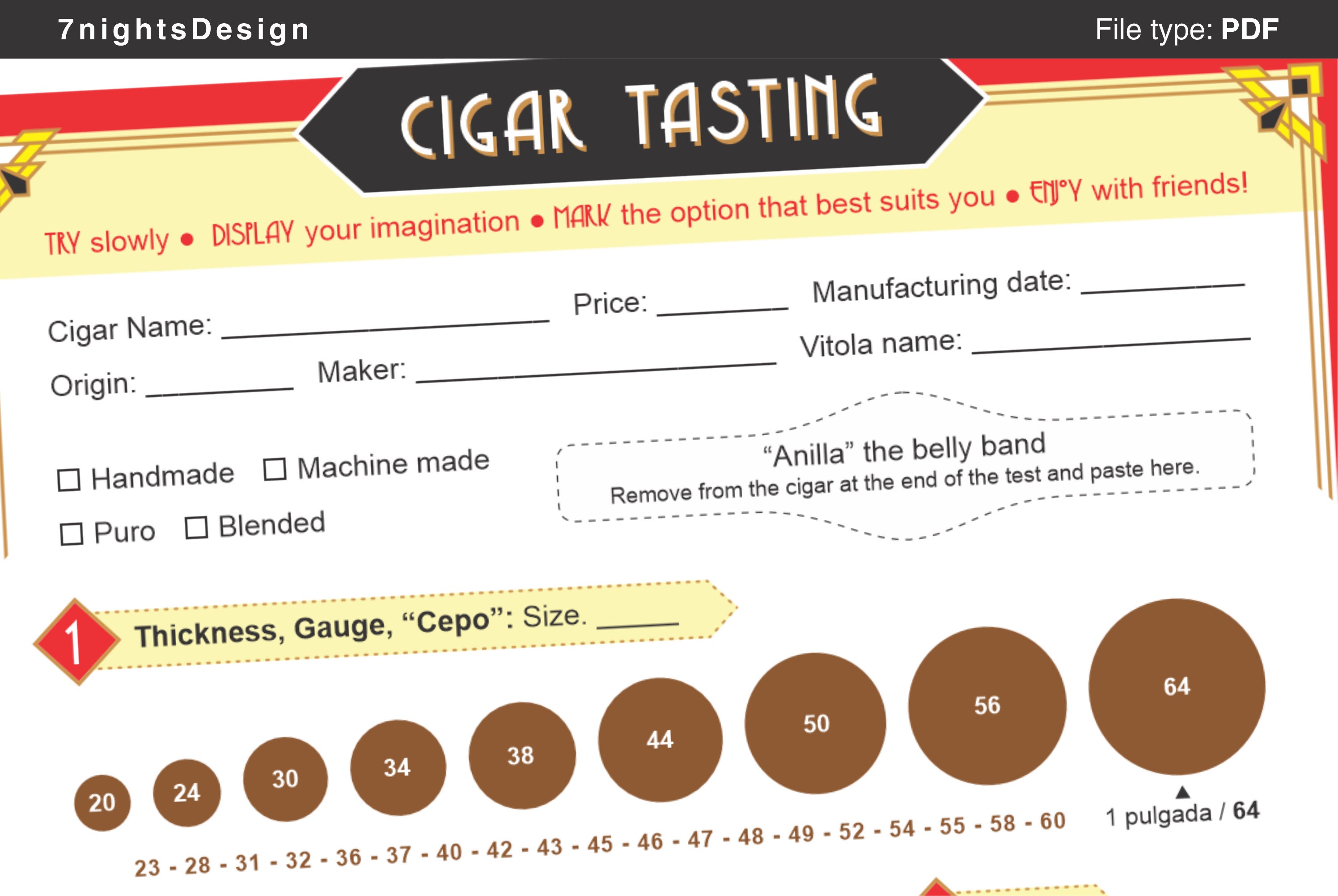 Cigar Tasting Sheet in English, Cigar Tasting Guide, Cigar Tasting How ...