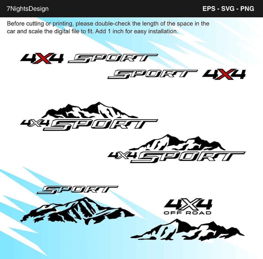 Mountains 4x4 off Road Sport Truck Decal. Stripes Stickers Body Decal ...
