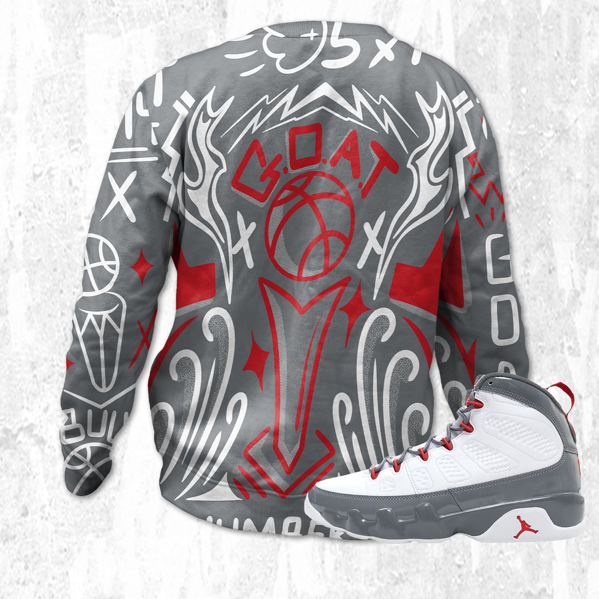 MJ the Goat 3D Doodles MJ Match Jordan 9 Retro Fire Red - Etsy