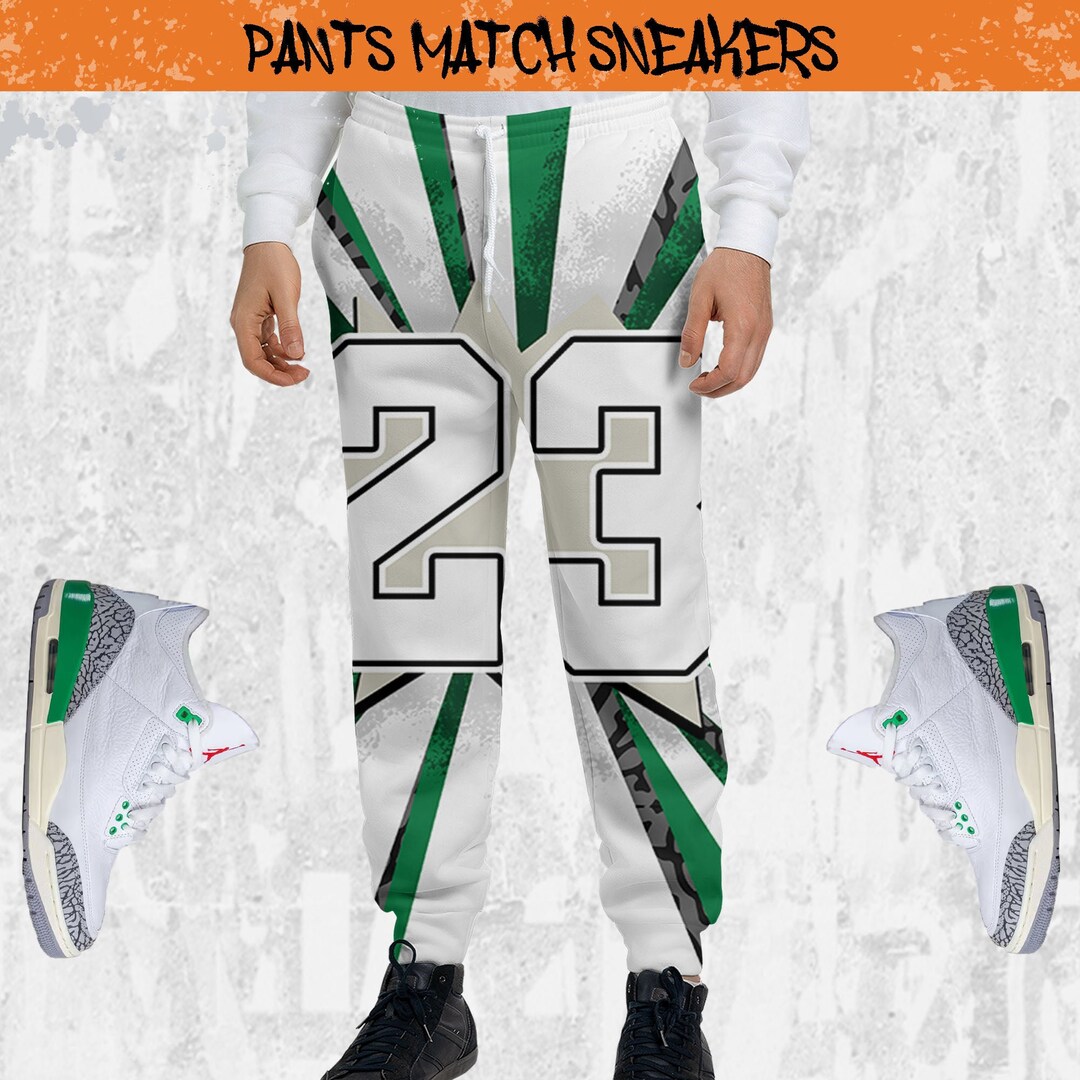 MJ Color Block Portrait Unisex 3D Pants Match Jordan 3 Lucky - Etsy