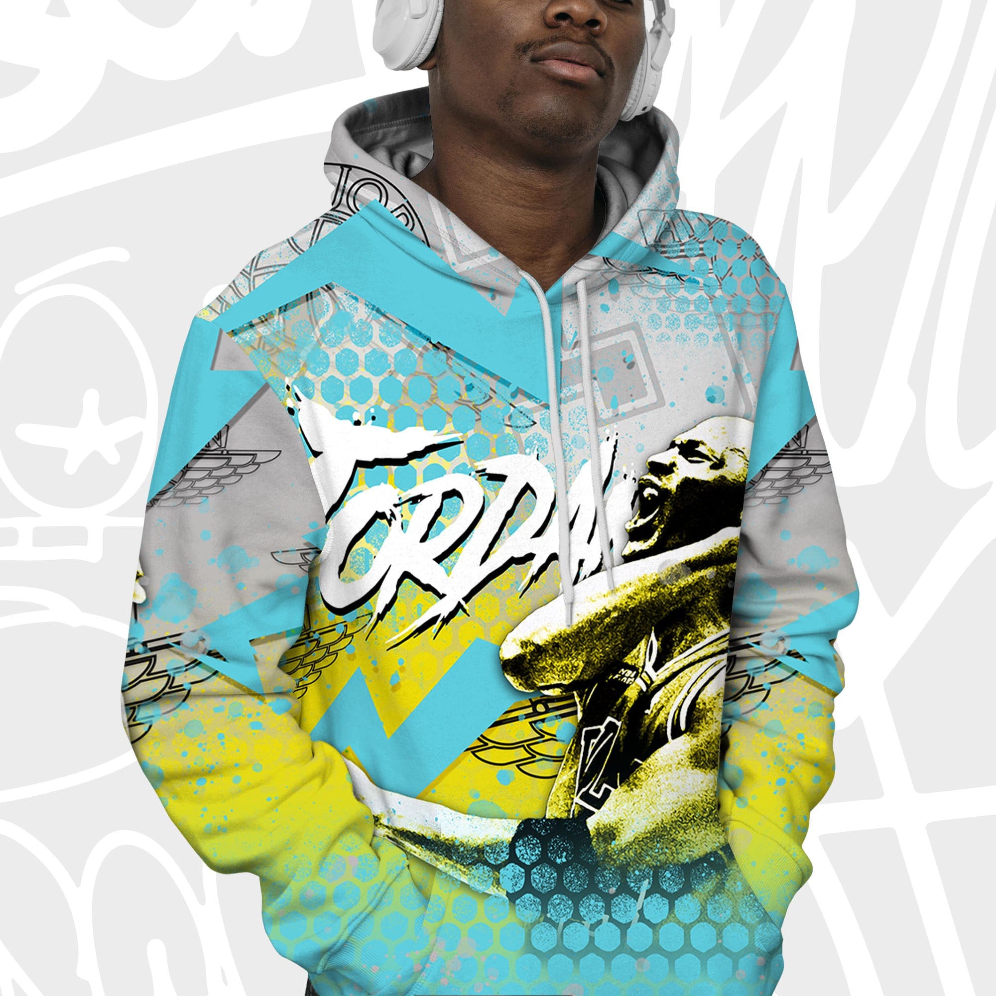 The GOAT 23 3D Hexagon Unisex Sneaker Hoodie 3D match Jordan 5 Aqua ...