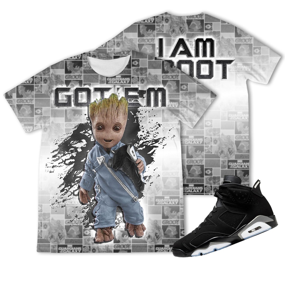 Groot Gotem 3d Posterjordan 6 Black Chrome Metallic Silver I Etsy
