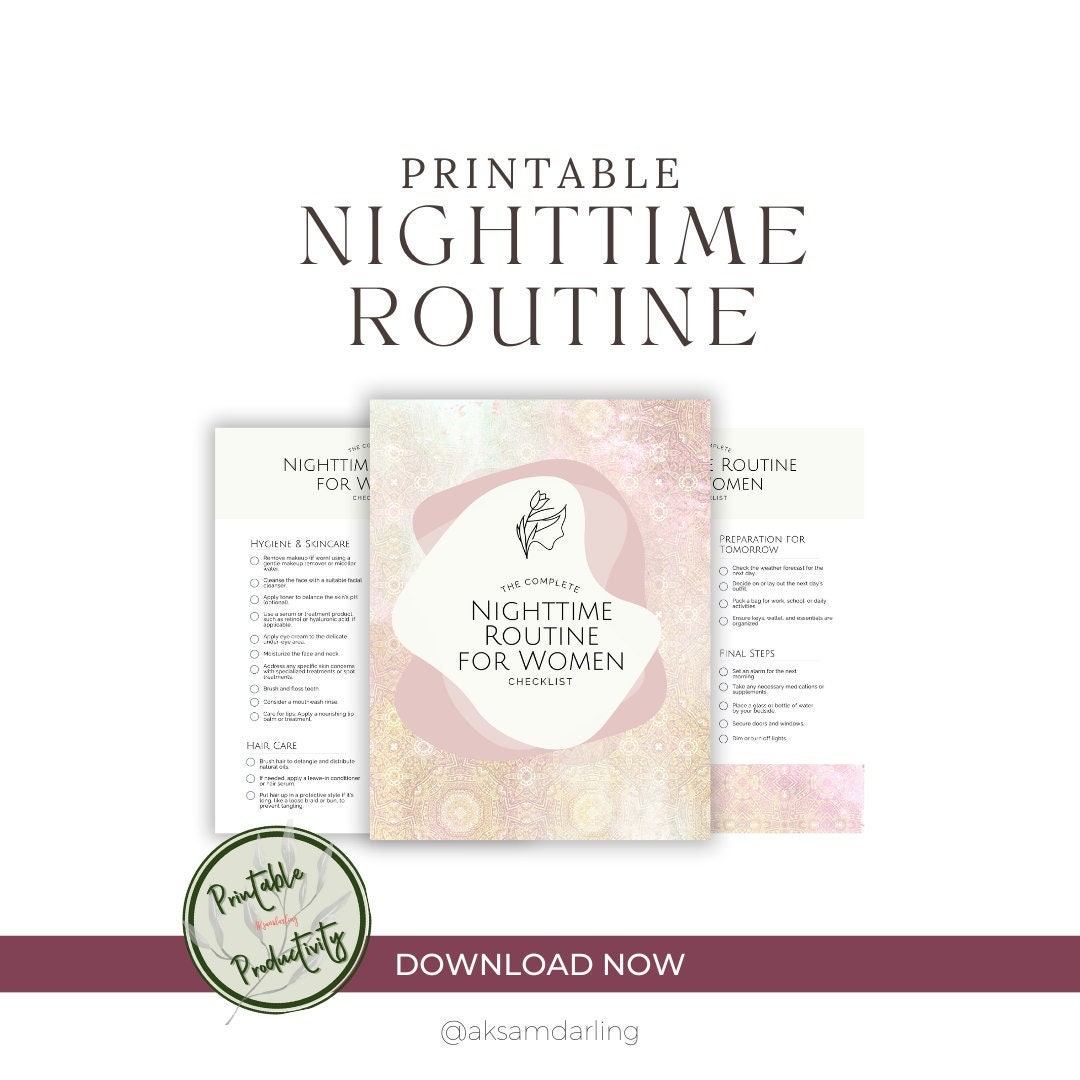 A Nighttime Routine Checklist for Women - Etsy