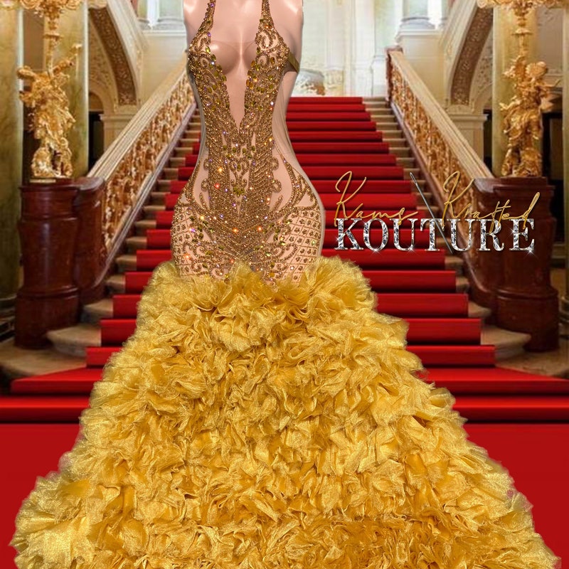 Gold Prom Dress - Etsy