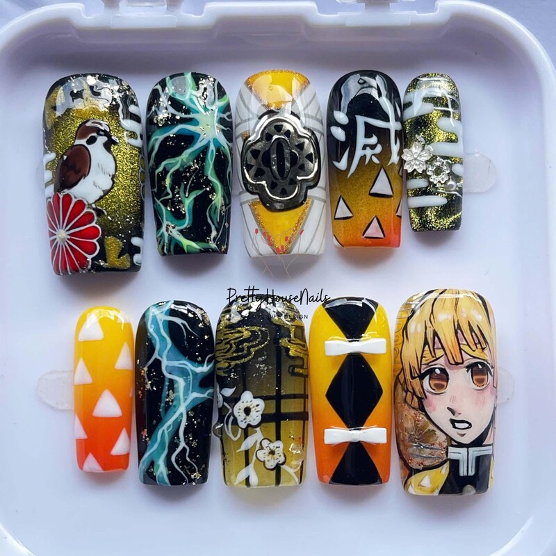 Demon Slayer Nails - Etsy