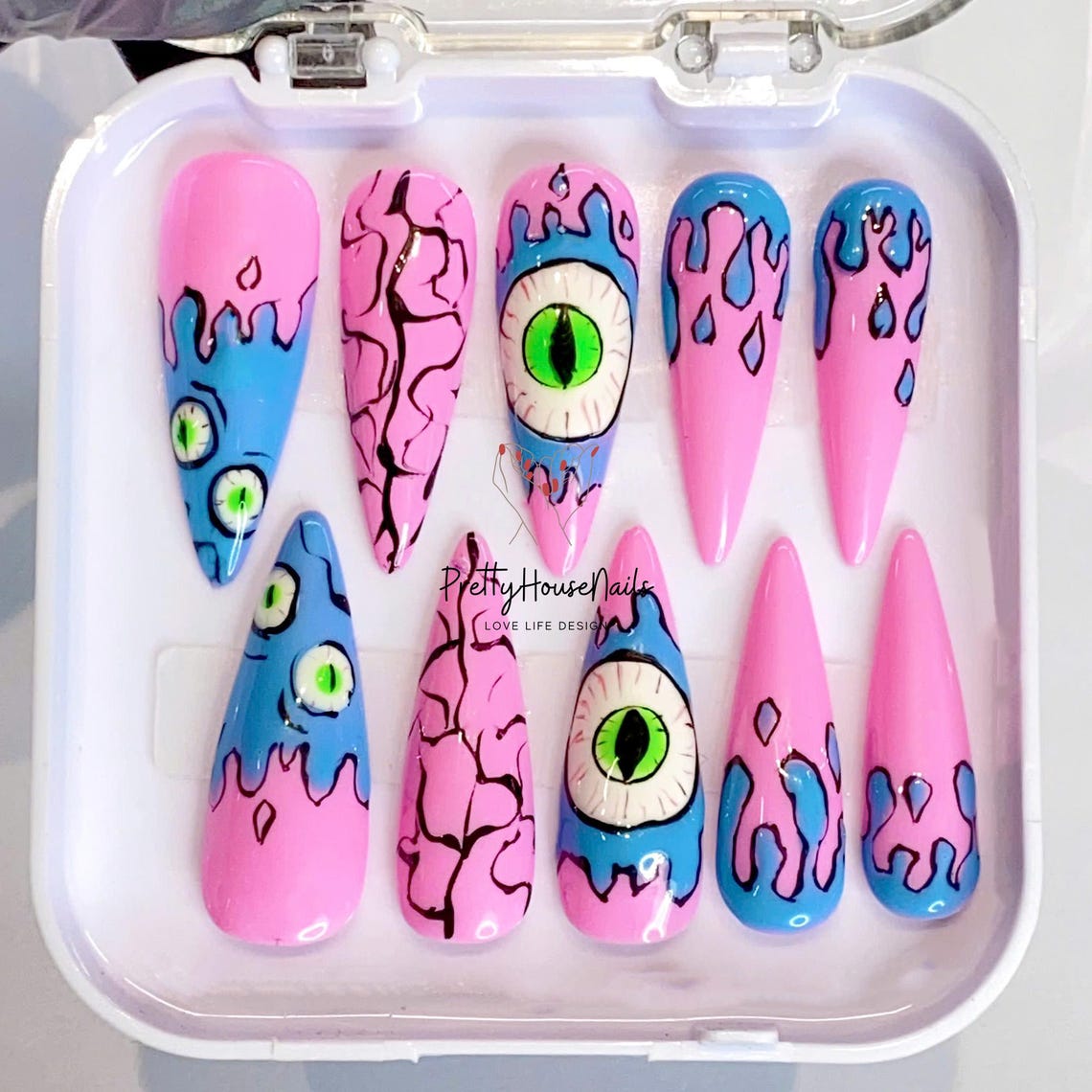 Halloween Scary Eyes Nails, Halloween Press on Nails Set, Nails Art ...
