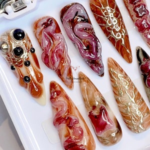 Ghostly Teeth Press on Nails, Hand-painted Devilish Ribs Nail Set ...