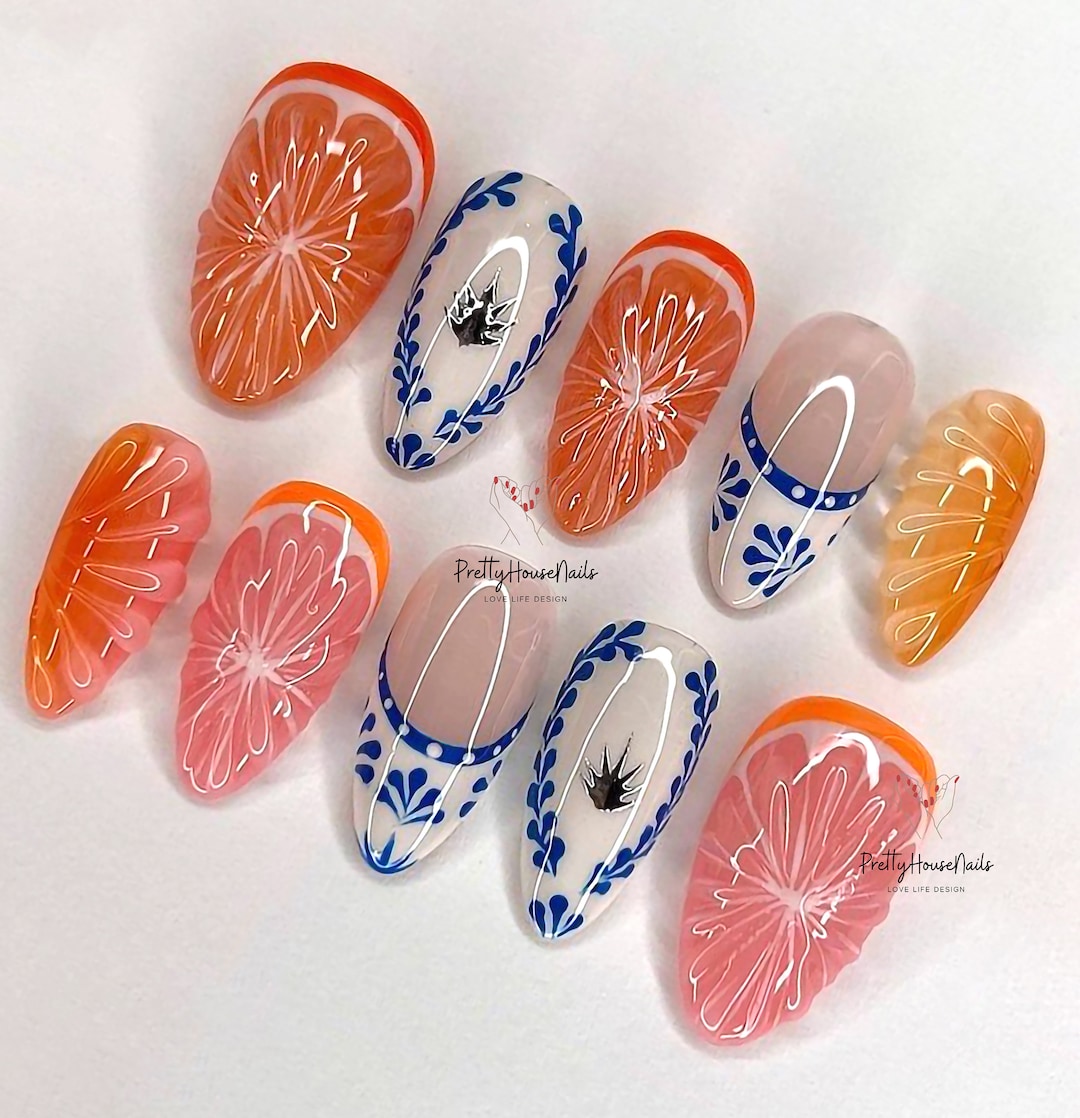 Special Summer Press on Nails, Fruit Lover Nails Set, Crystal Color ...