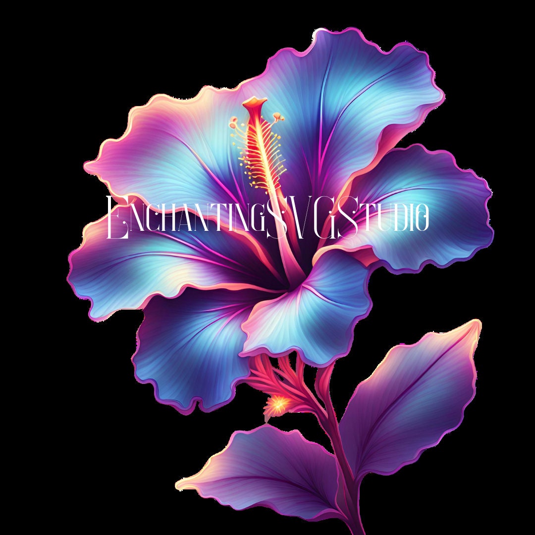 Neon Hibiscus SVG Pack - Vibrant Tropical Flower Clip Art - Digital ...