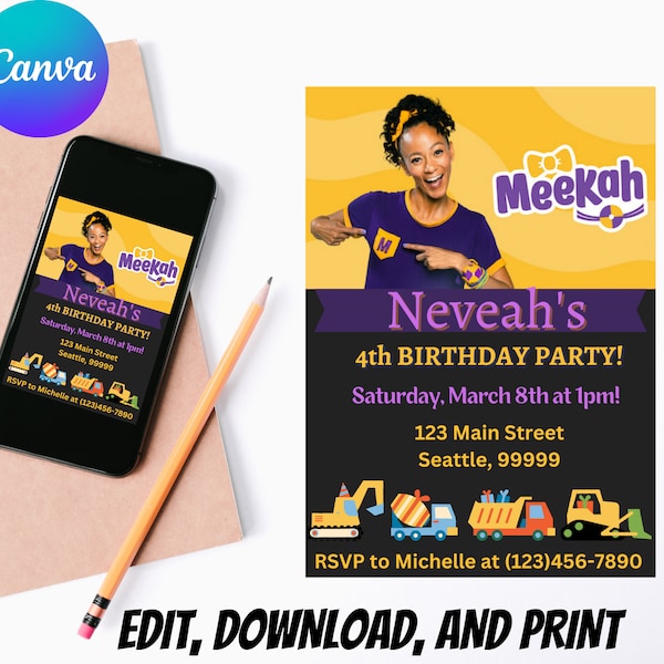 Blippi Excavator Birthday Invitations - Etsy Hong Kong