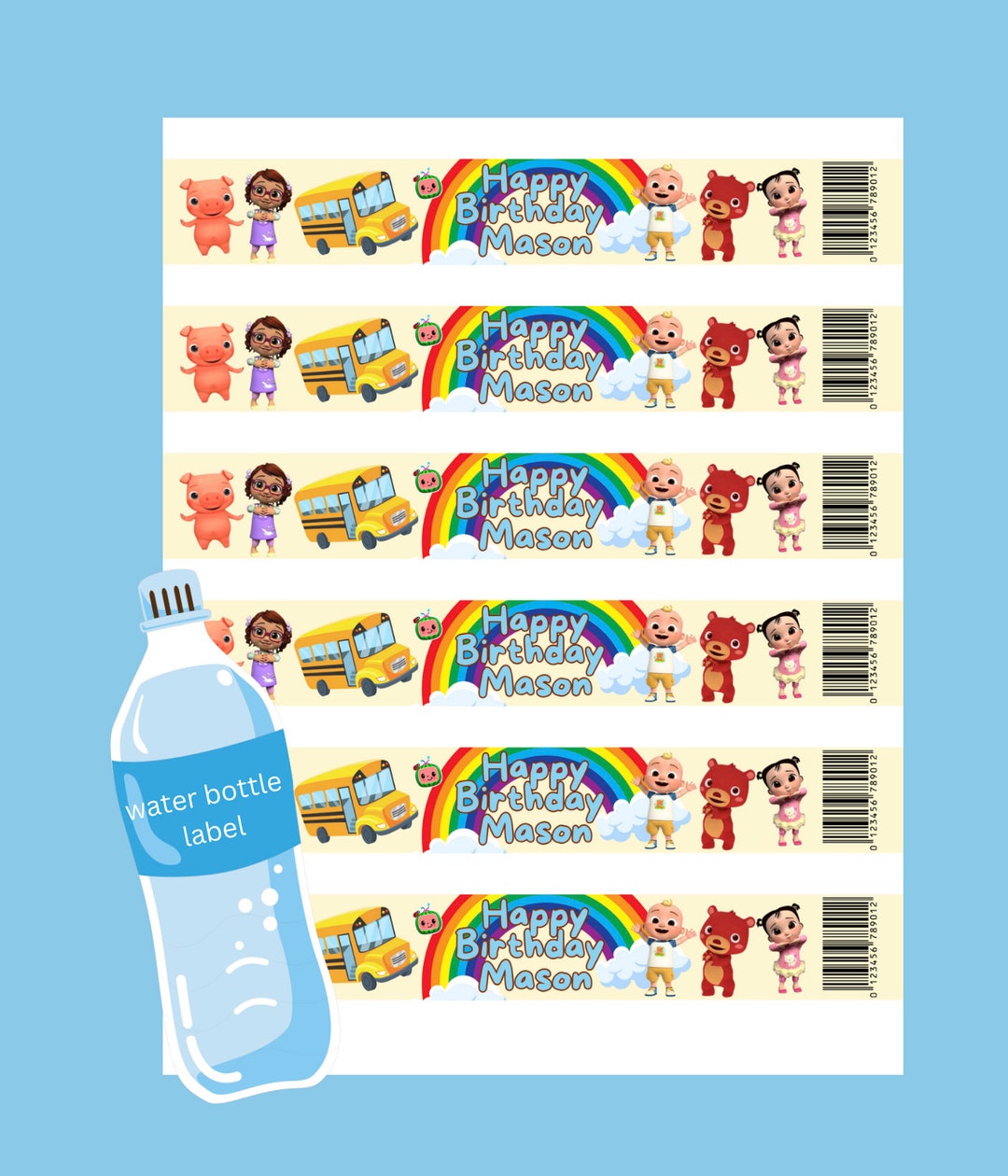 Cocomelo Water Bottle Label Template,bithday Water Label, Party Water ...